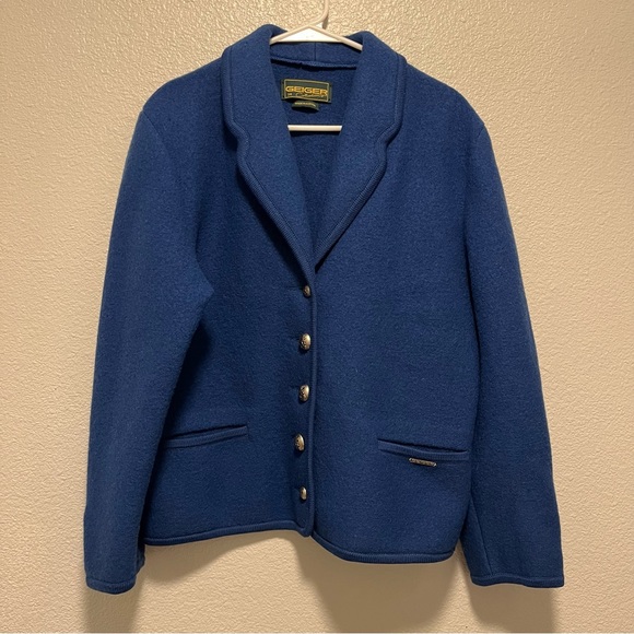 geiger | Jackets & Coats | Vintage Geiger Collections Blue New Wool ...